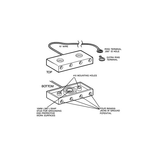 Desco Common Point Quad Ground Cord, Banana Jacks, 10' Cord 09835